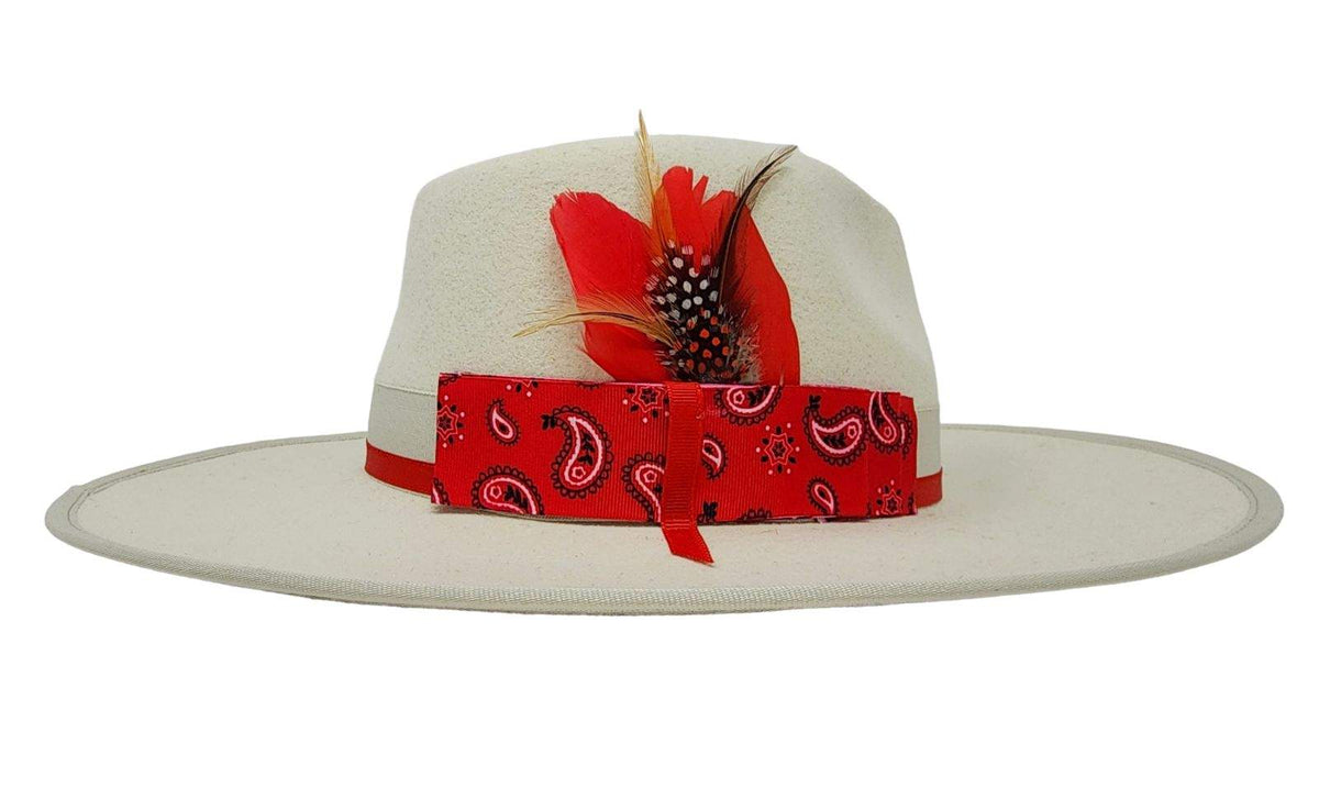 White & Red Customized Fedora Hat – 2 2 5 5 Custom Hats