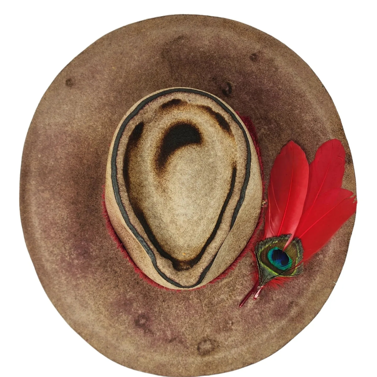 Distressed Brown (Red Flare) Customized Fedora Hat – 2 2 5 5 Custom Hats