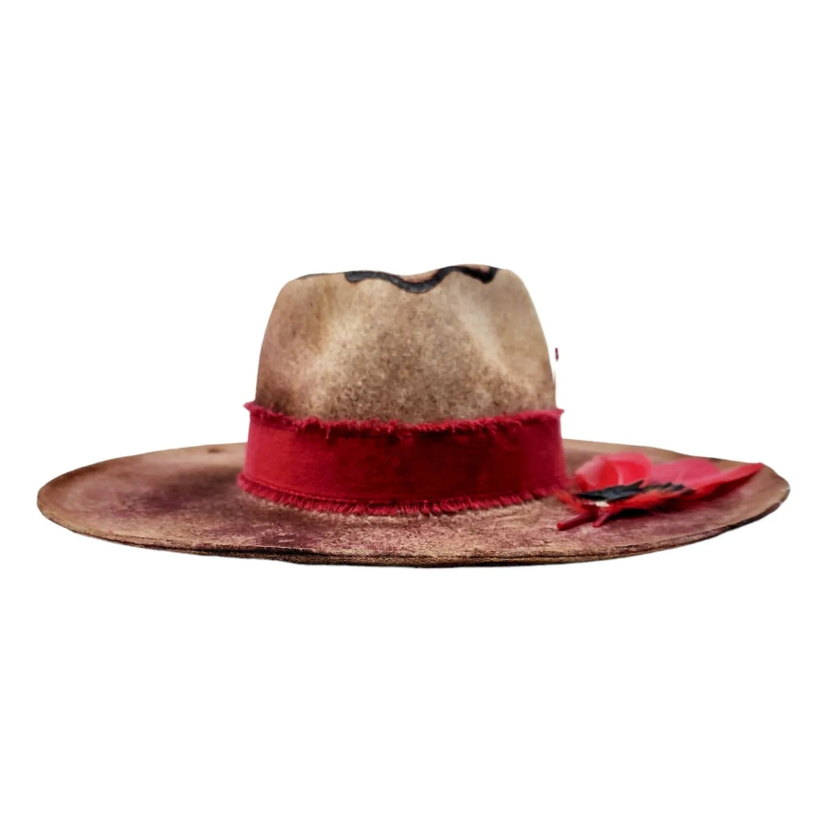 Distressed Brown (Red Flare) Customized Fedora Hat – 2 2 5 5 Custom Hats
