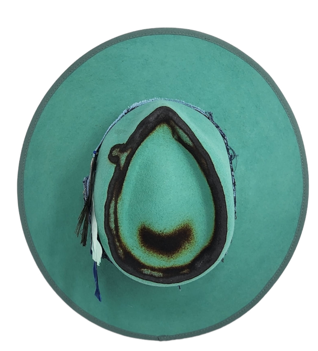 Green & Denim Customized Fedora Hat – 2 2 5 5 Custom Hats
