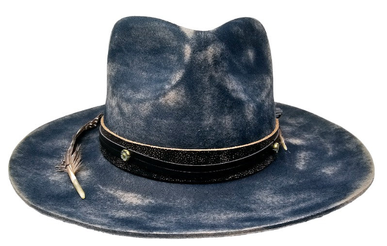 Exclusive Distressed Blue Customized Fedora Hat – 2 2 5 5 Custom Hats